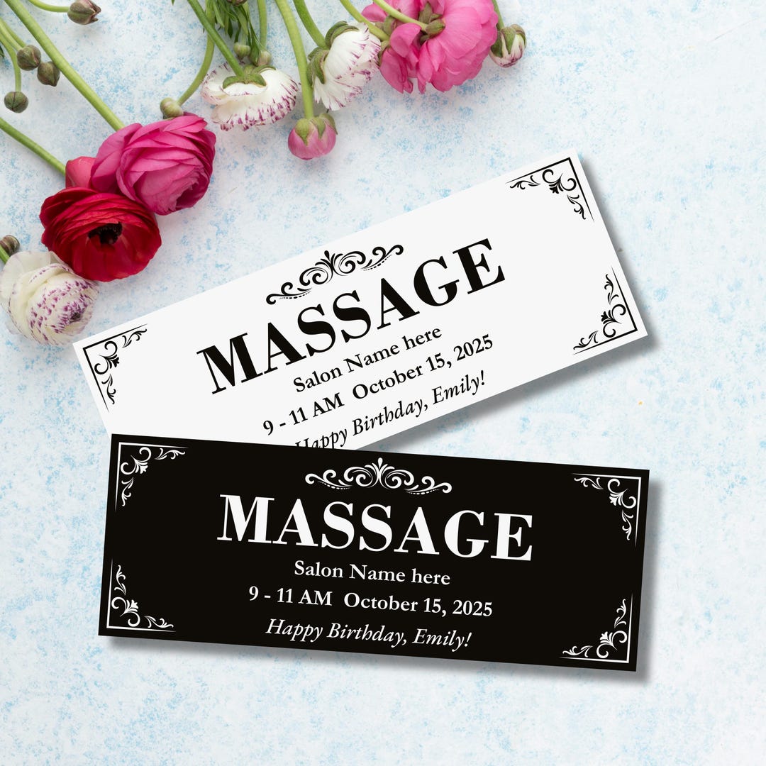 Editable Massage Gift Ticket | Printable Birthday Gift Template (PDF ...