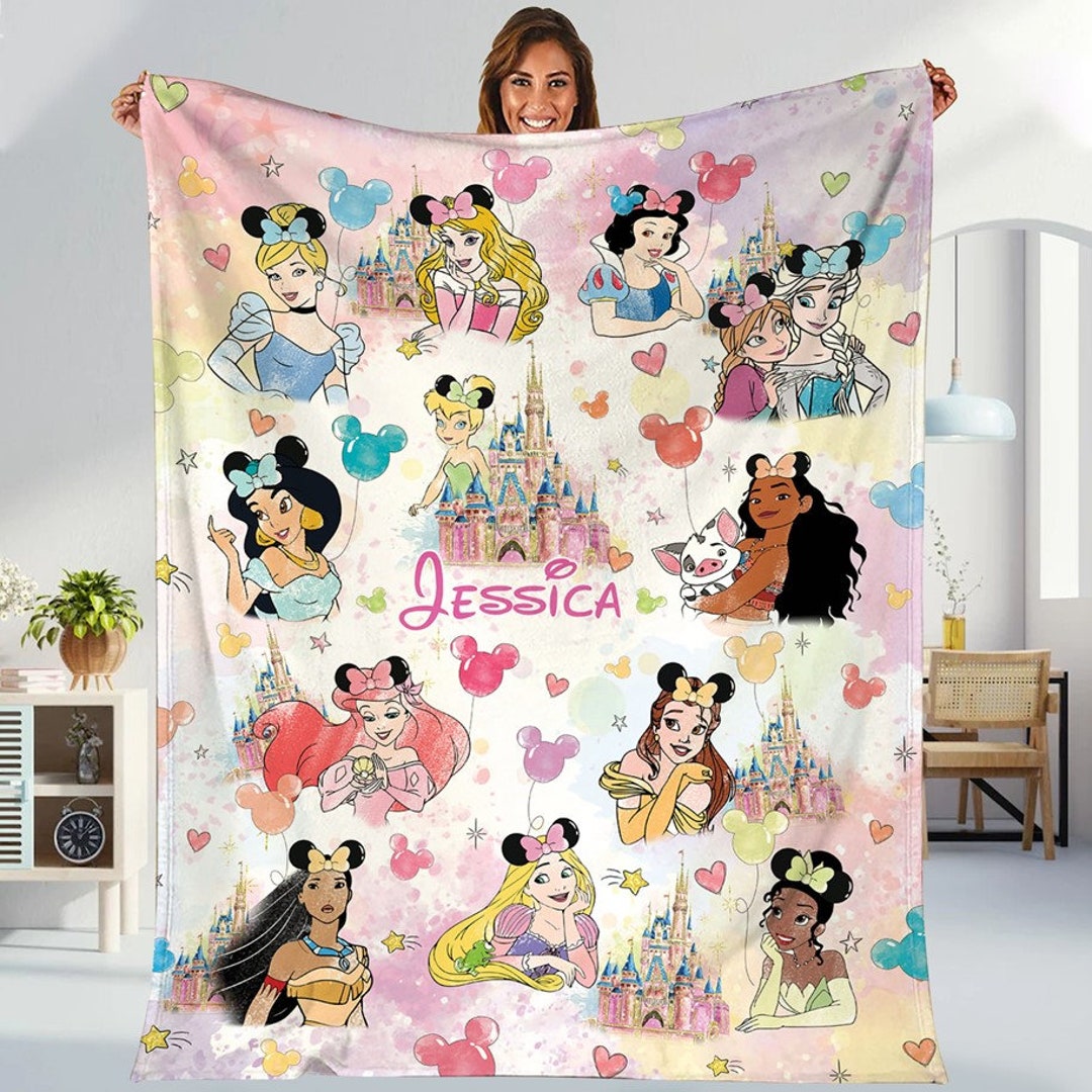 Personalized Watercolor Princess Blanket, Custom Name Baby Girl Blanket ...