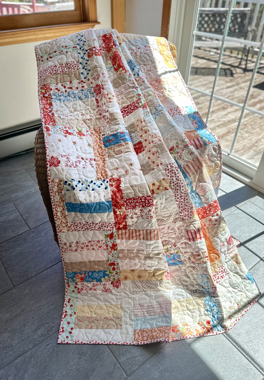 Handmade Patchwork Quilt: Fig Tree Moda Fabrics, 70" X 70" - Etsy