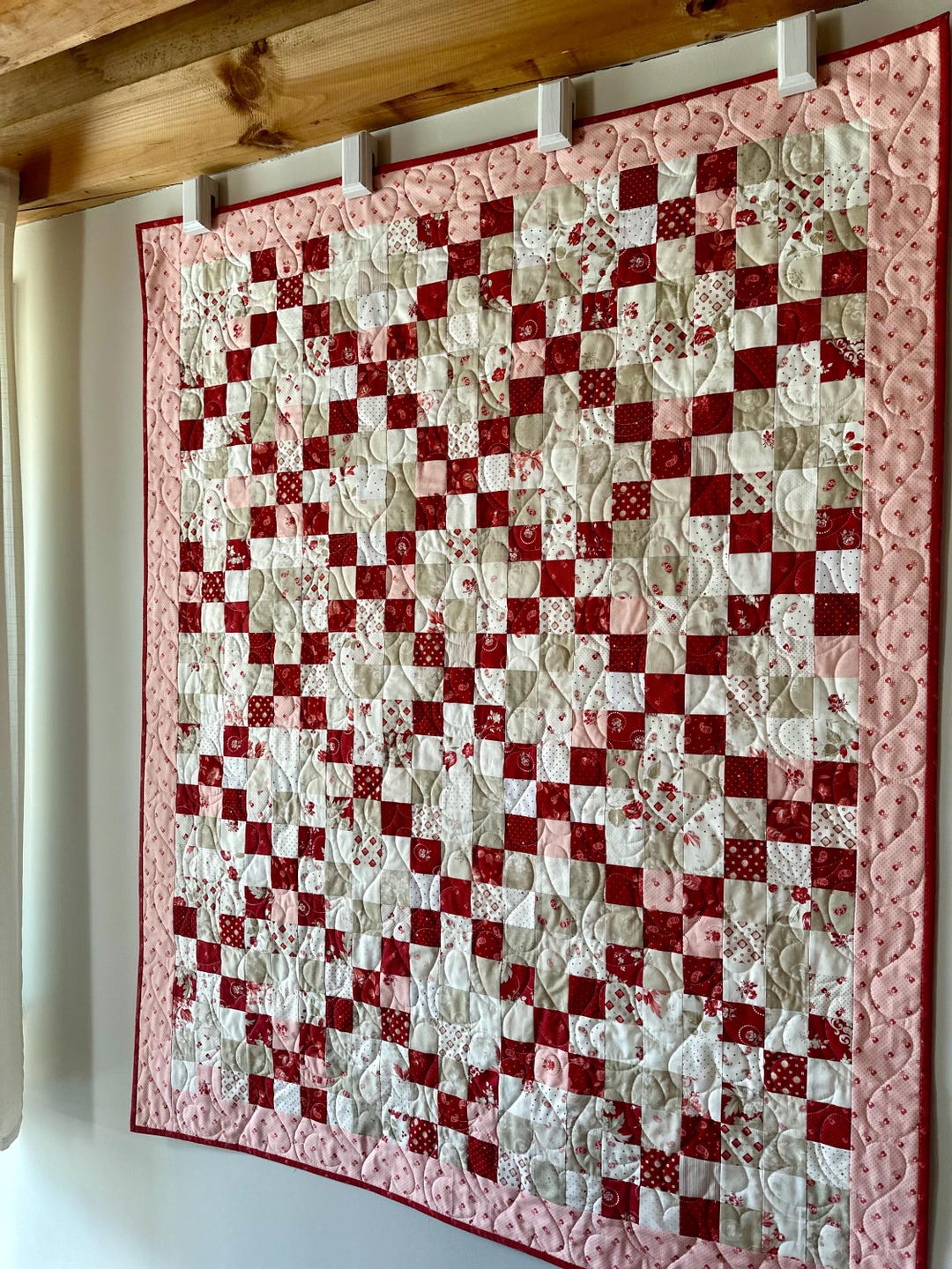 Handmade Quilt for Sale Irish Chain Red and White - Etsy