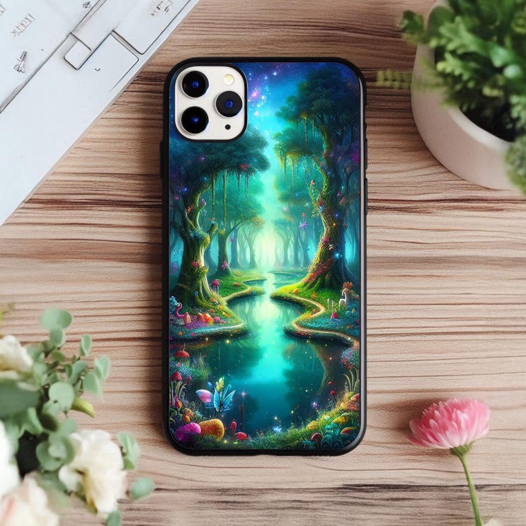 Enchanted Forest Luminous Case | Tough Phone Case, Glowing Trees Stream ...