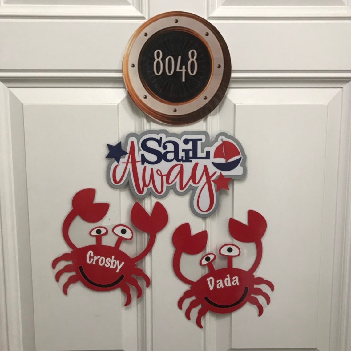 3 Piece Set Sail Away Sign and Personalized Crabs Magnets for Your ...