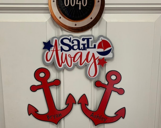 3 Piece Set Sail Away Sign and Personalized Anchors Magnets | Etsy
