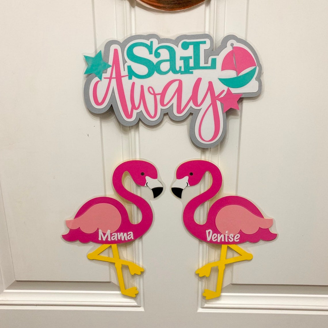 3 Piece Set Sail Away Sign and Personalized Flamingo Magnets - Etsy