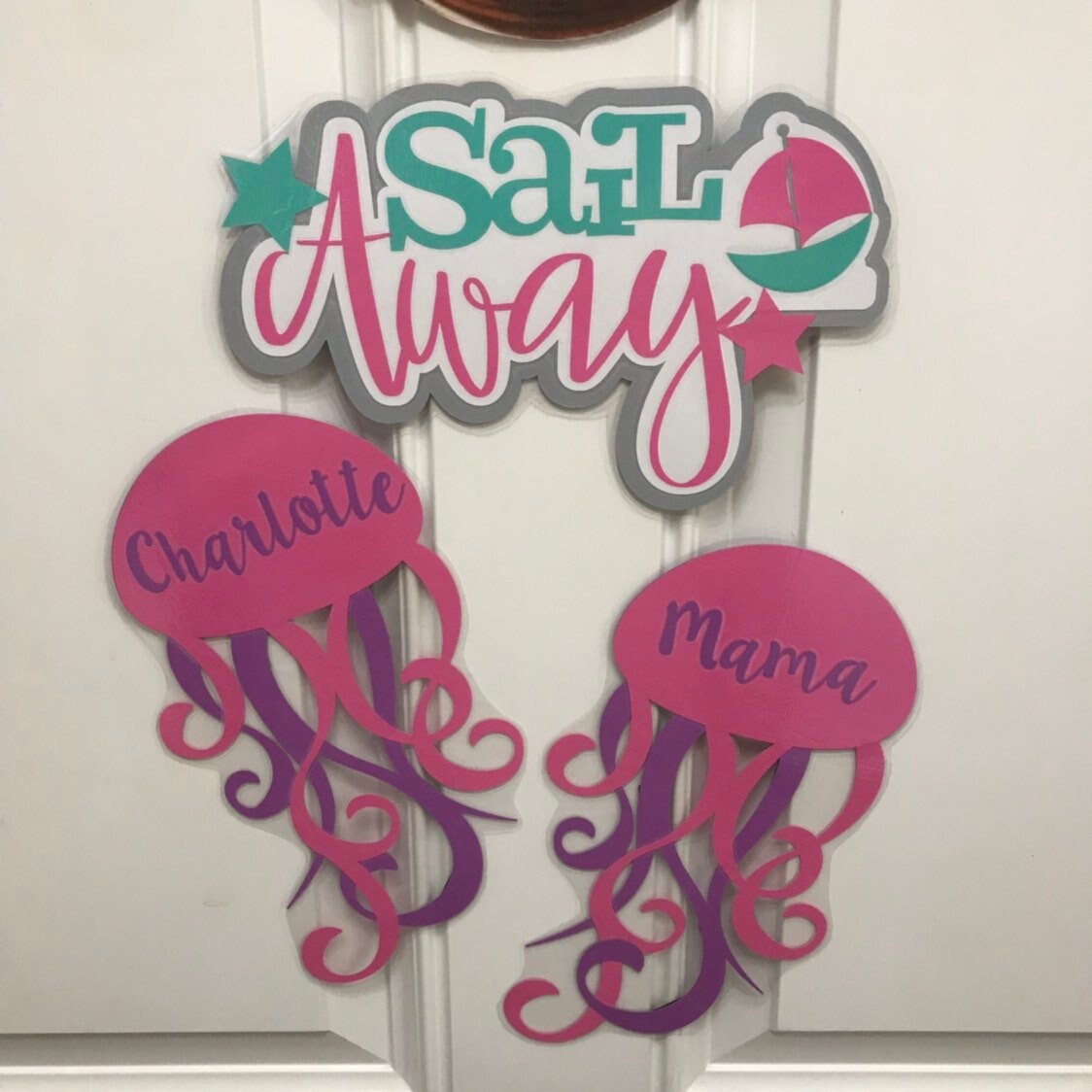 3 Piece Set Sail Away Sign and Personalized Jellyfish Magnets - Etsy