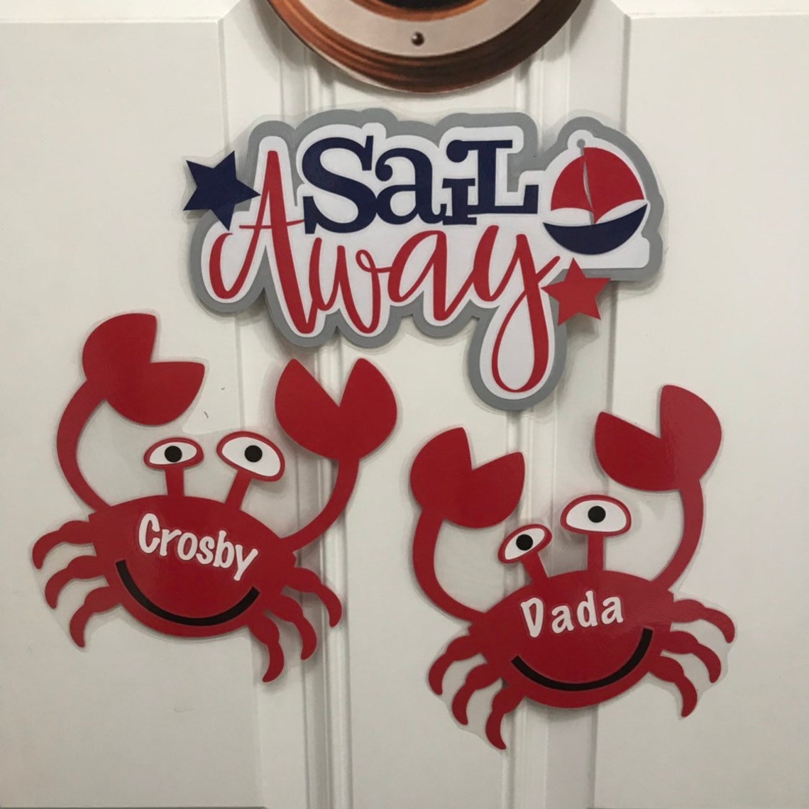 3 Piece Set Sail Away Sign and Personalized Crabs Magnets for Your ...