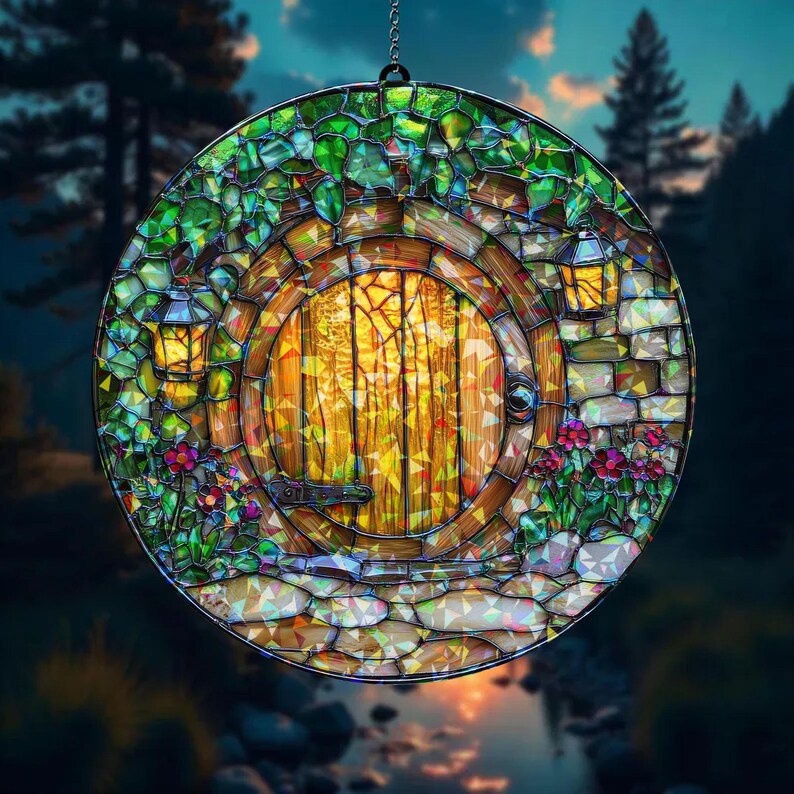 The Shire Hobbit Acrylic Suncatcher Ornament, LOTR Fan Home Decor Gifts ...