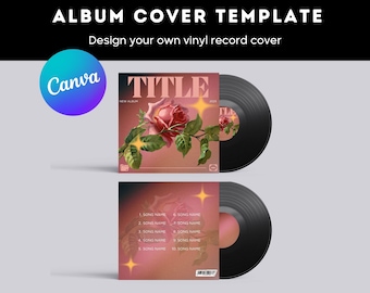 Custom Vinyl Record Cover & Label Template | Editable Canva Design for ...