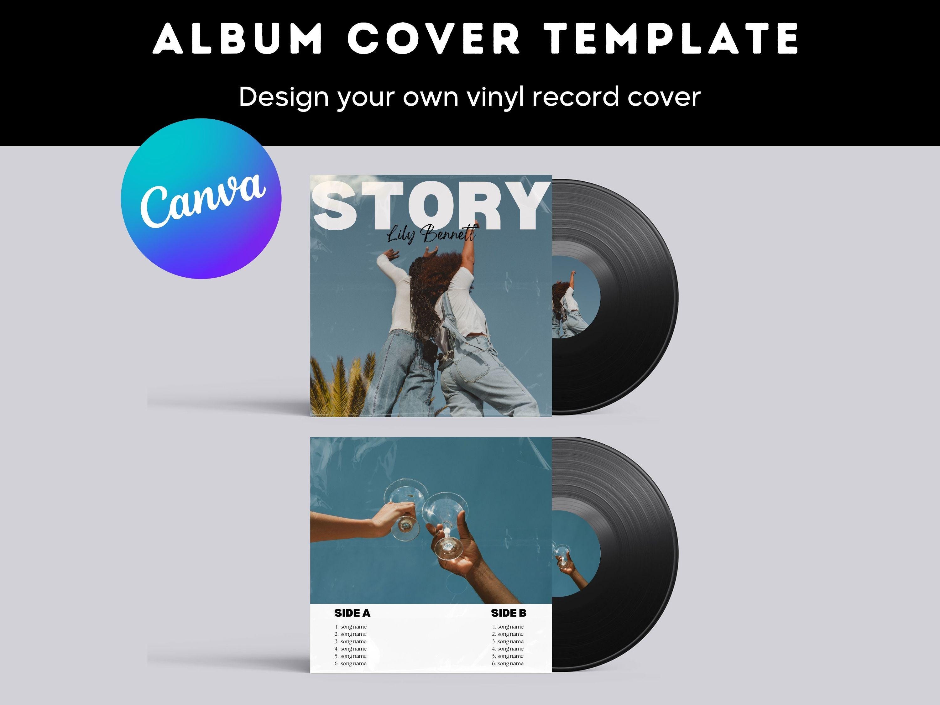 Customizable Vinyl Record Cover & Label Template | Editable 12-inch LP ...