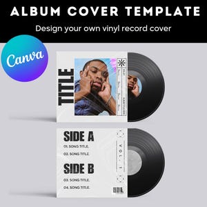 Custom Vinyl Record Cover & Label Template | Editable Canva Design for ...