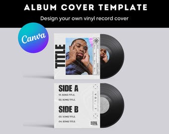 Custom Vinyl Record Cover & Label Template | Editable Canva Design for ...