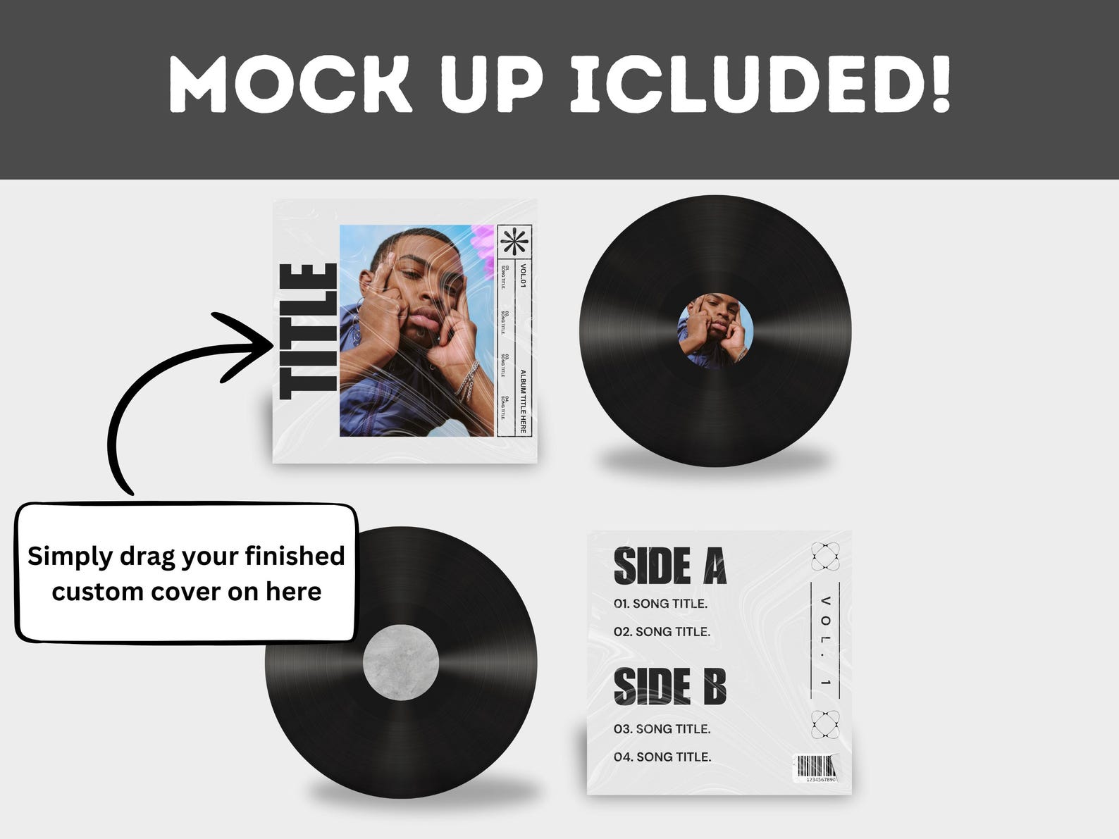 Custom Vinyl Record Cover & Label Template | Editable Canva Design for ...