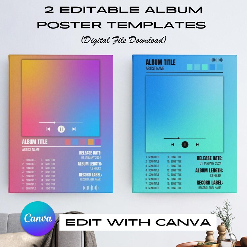 Personalized Album Cover Poster Template | Editable Digital Music Art ...