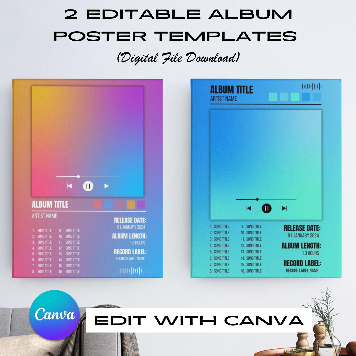 Personalized Album Cover Poster Template | Editable Digital Music Art ...