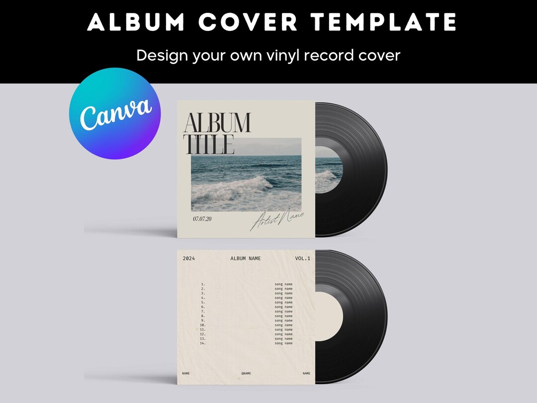 Custom Vinyl Record Cover & Label Template | Editable Canva Design for ...