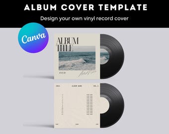 Custom Vinyl Record Cover & Label Template | Editable Canva Design for ...