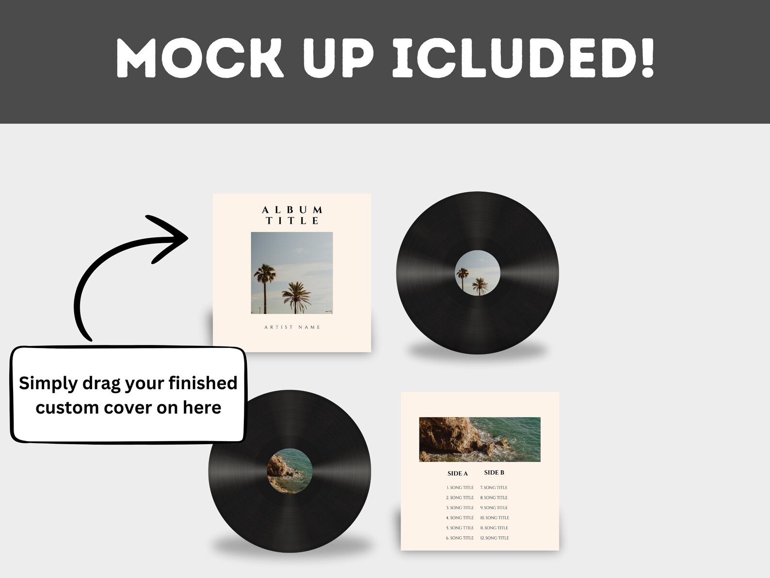Custom Vinyl Record Cover & Label Template | Editable Canva Design for ...