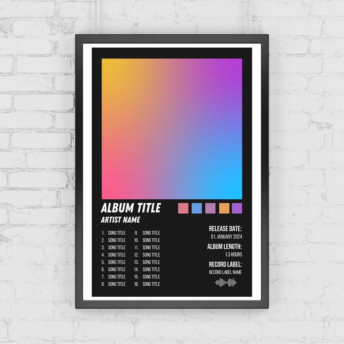 Custom Album Cover Poster Canva Template | Editable Digital Music Poster | Personalize Your ...