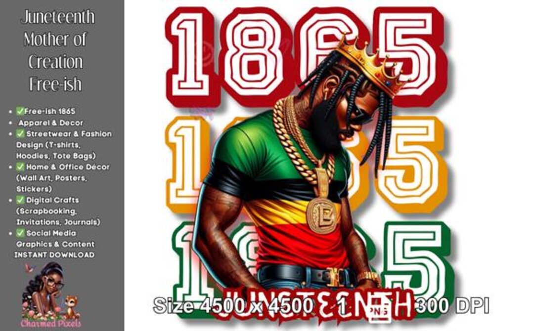 Juneteenth King PNG: Rasta Crowned Black Man Graphic (digital Download ...
