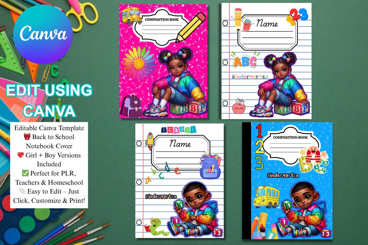 Back to School Editable Canva Notebook Covers – Girl & Boy Versions - Etsy
