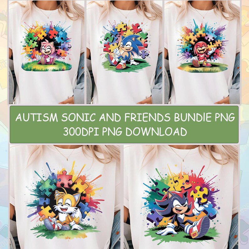 Sonic the Hedgehog Autism Bundle Png, Watercolor Clipart, Watercolor ...