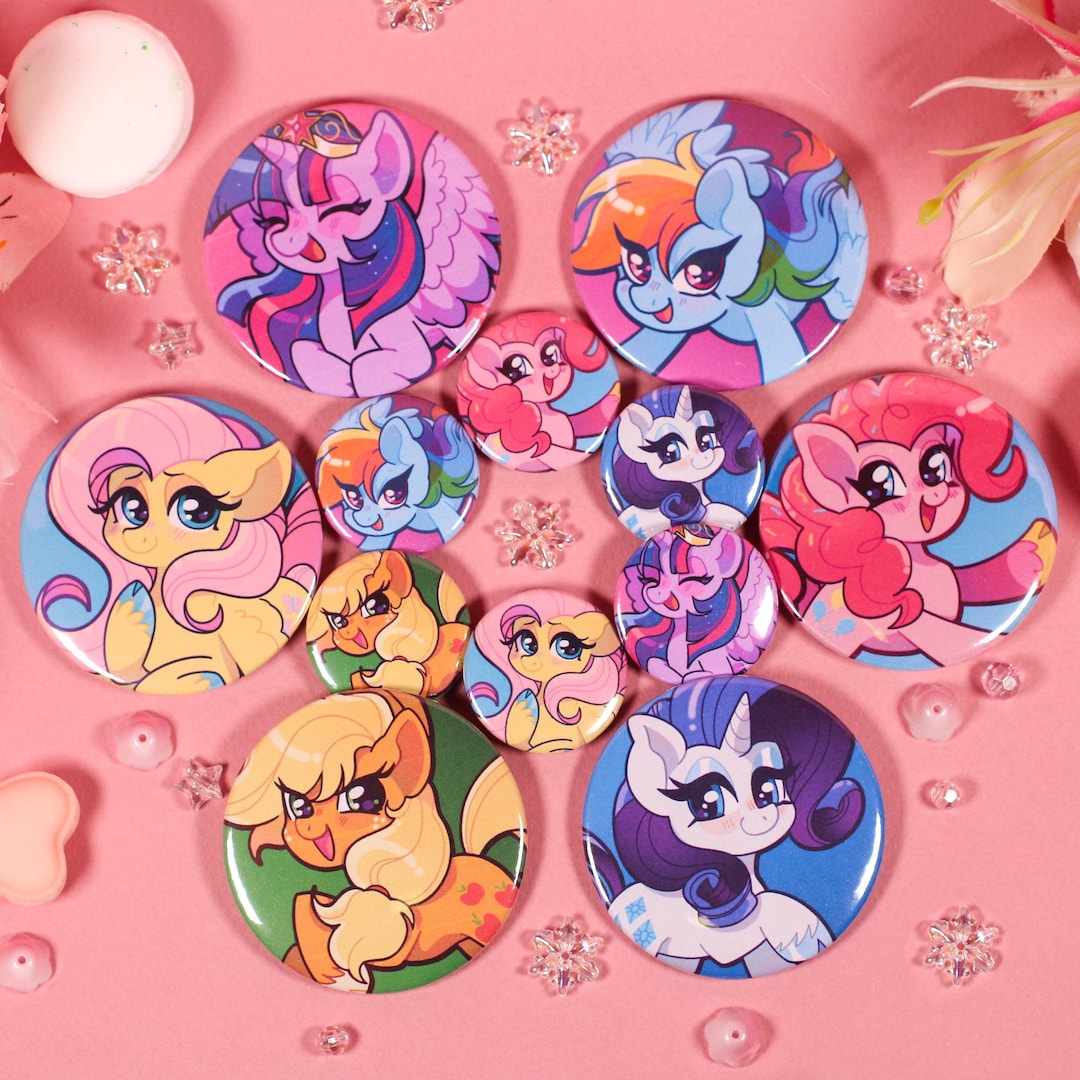 Mane 6 MLP Badges, My Little Pony Button Badges, Twilight Sparkle ...