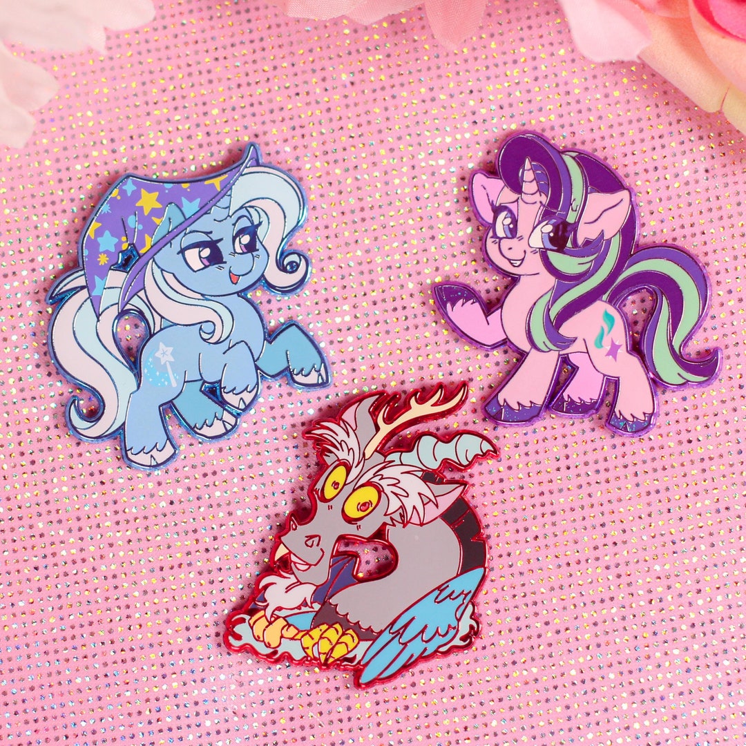MLP Pins, 2" My Little Pony Enamel Pin, Trixie Lulamoon Pin, Starlight Glimmer Pin, Discord Pin ...