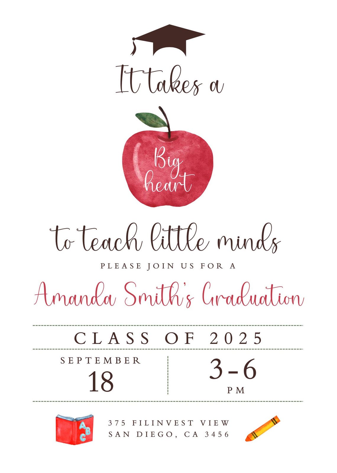Teacher Grad Invitation, Graduation Invite, Teaching Diploma, Early ...