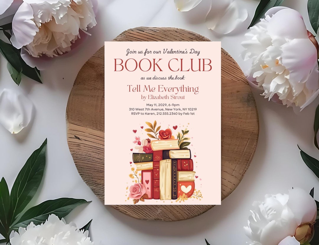 Valentine Day Book Club Invitation, Printable Book Club Invitation ...