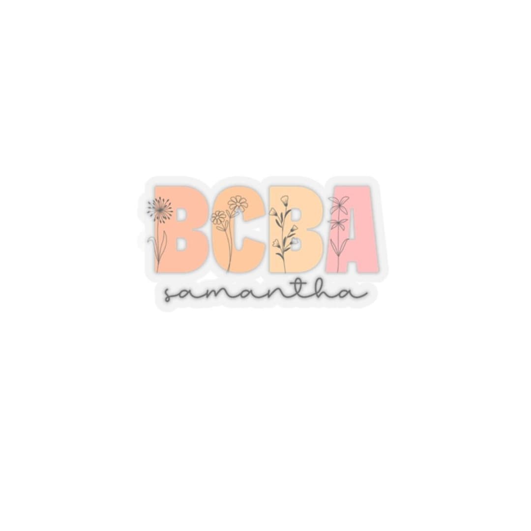 Personalized Floral BCBA Kiss-cut Stickers, Custom Name Stickers for ...