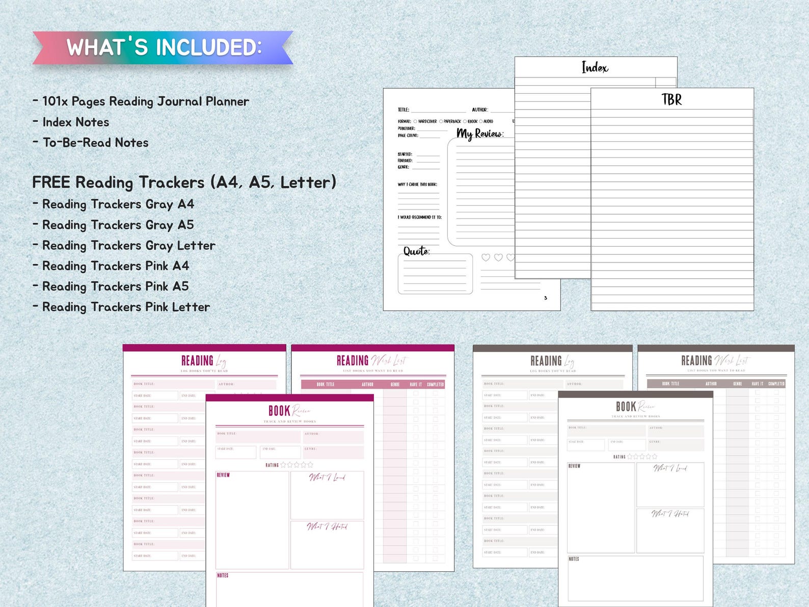Digital Reading Journal, Paper Texture Reading Planner for Ipad, Book ...