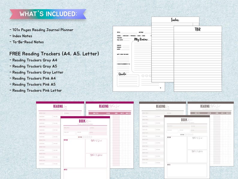 Digital Reading Journal, Paper Texture Reading Planner for Ipad, Book ...
