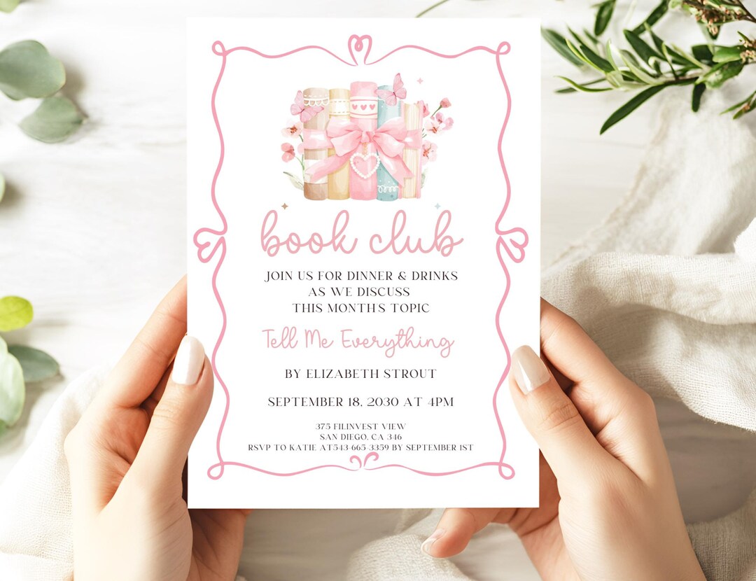 Book Club Invitation, Printable Book Club Invitation, Canva Book Club ...