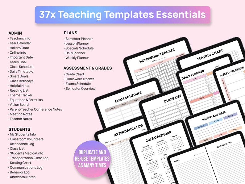 Digital Teacher Planner 2025 DATED Lesson Planner, Academic Planner ...