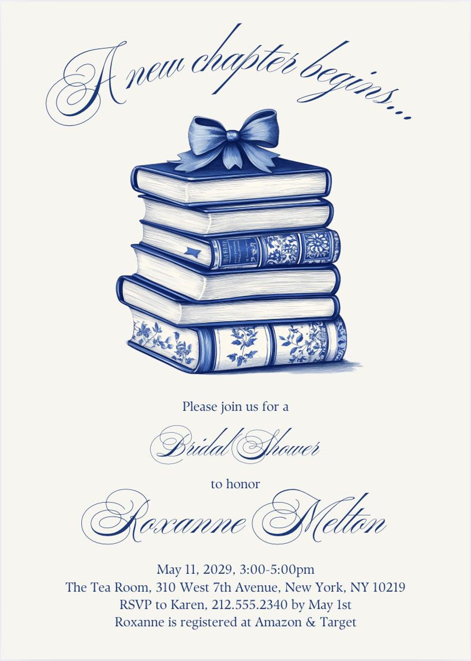 Book Themed Bridal Shower Invitation, A New Chapter Wedding Shower ...