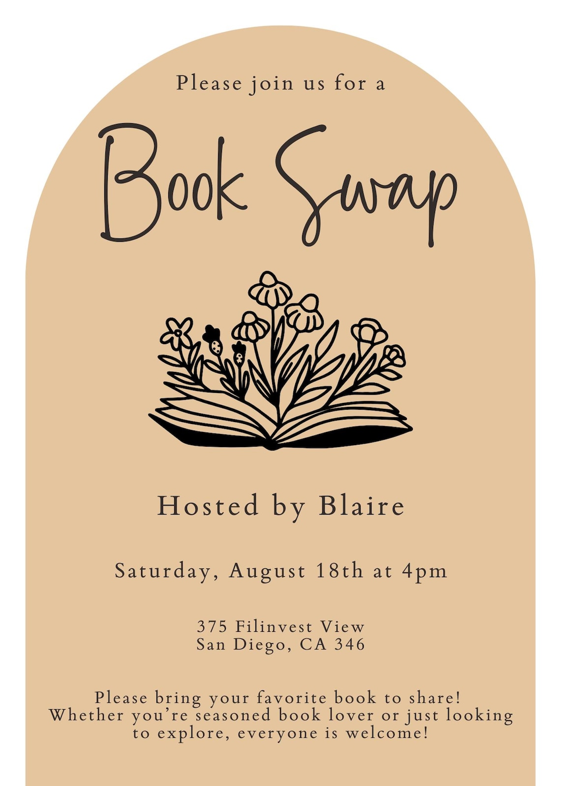 Editable Book Swap Invitation - Book Club Invitation - Book Lovers ...