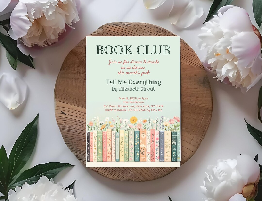 Book Club Party Invite - Printable Book Club Invite Template for ...