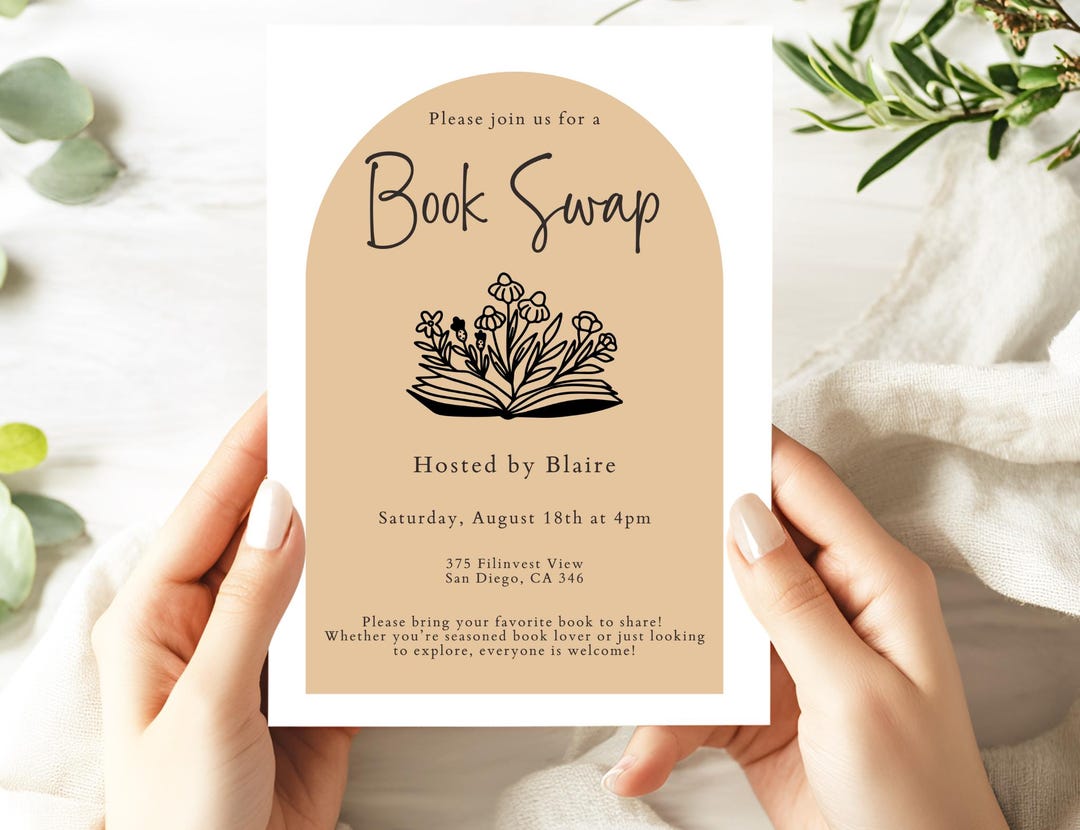 Editable Book Swap Invitation - Book Club Invitation - Book Lovers ...