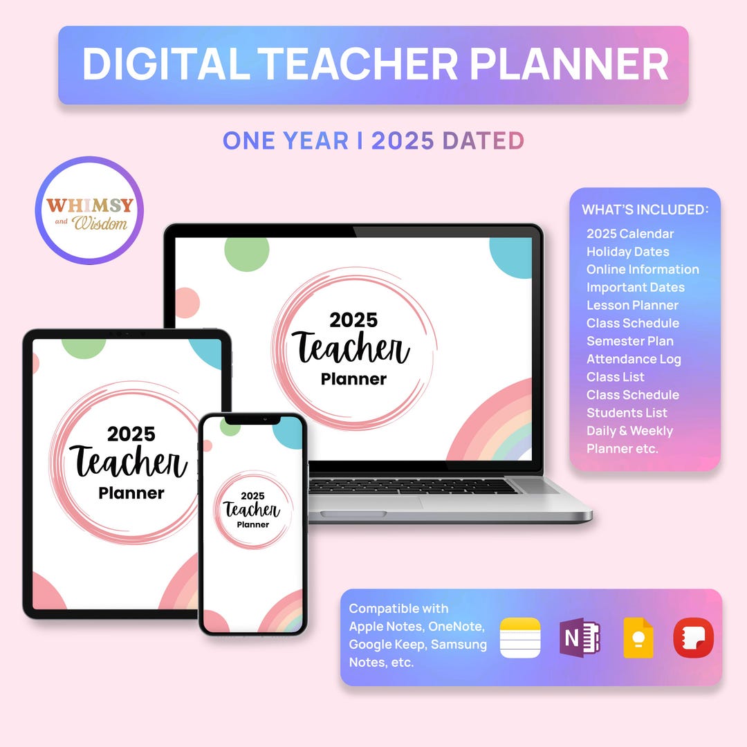 Digital Teacher Planner 2025 DATED Lesson Planner, Academic Planner ...