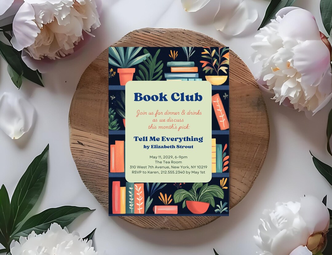 Book Club Invitation, Printable Book Club Invitation, Canva Book Club ...