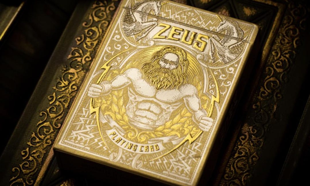 Zeus Mighty Gold Playing Cards | Greek Mythology Art | King of All ...