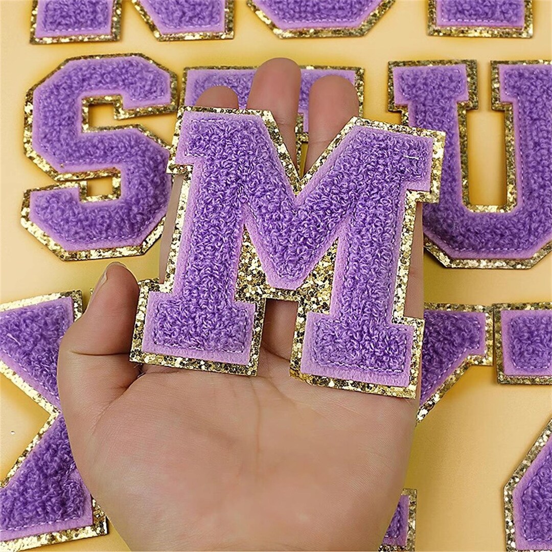 3.2 INCH Purple Chenille Letters Patch, Alphabet Letters Patch, Iron on ...