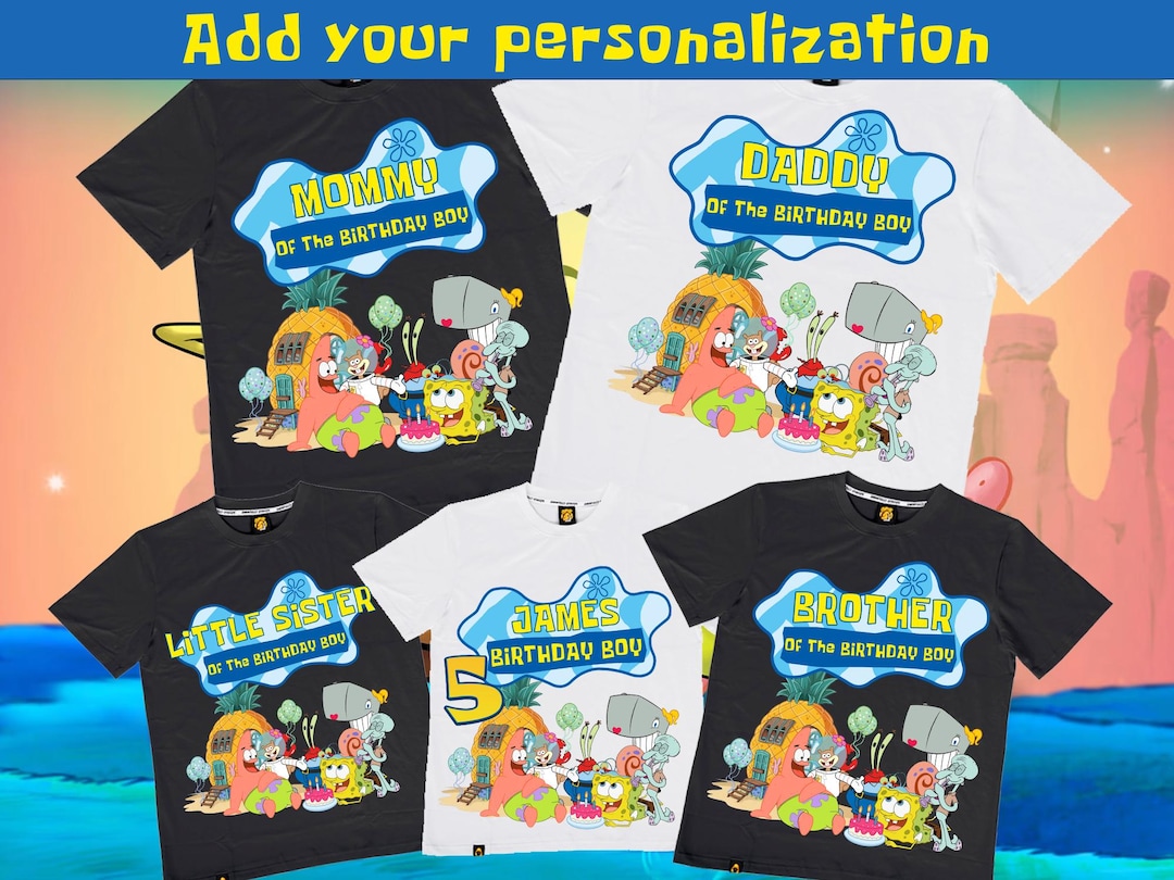 Personalized Spongebob Birthday Shirt, Spongebob Family Birthday Boy ...