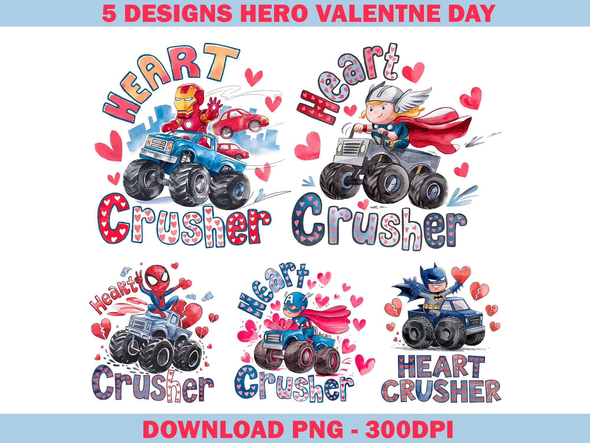 5 Designs Superhero Valentine Png, Romantic Hero, Valentine's Day ...
