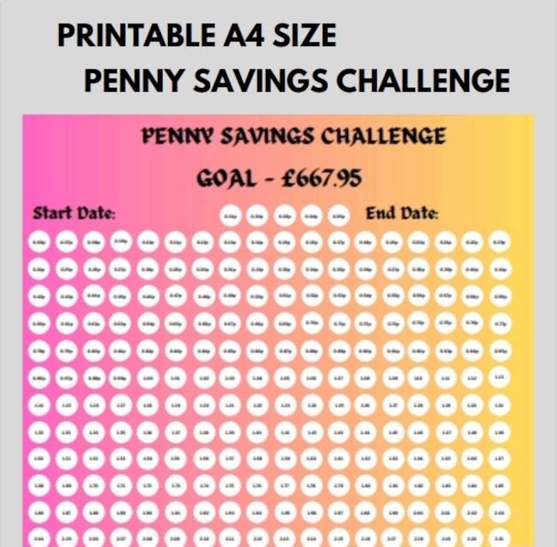 Penny Saving Challenge Printable - Etsy UK