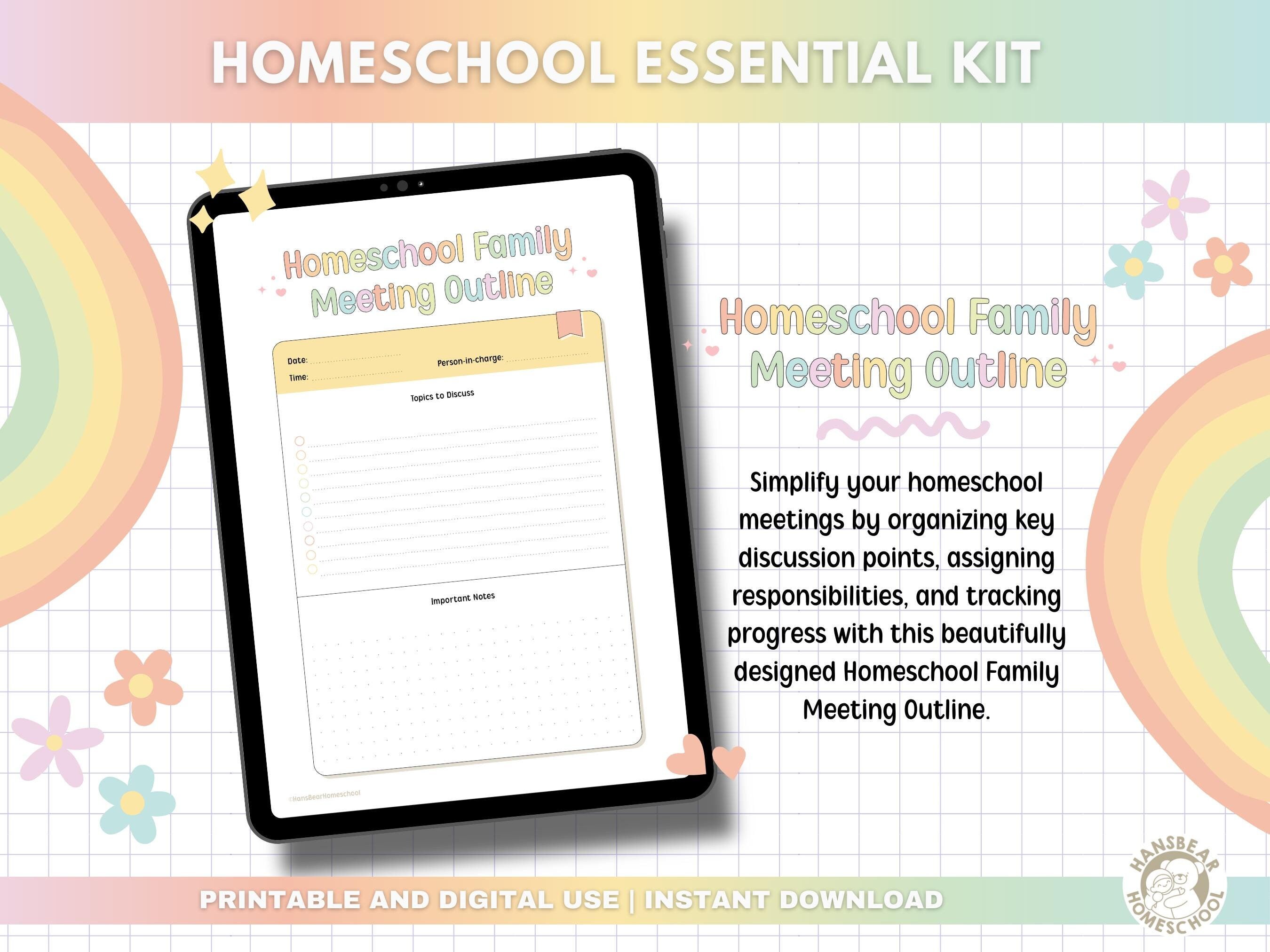Printable Homeschool Family Meeting Outline, Digital Planner for ...