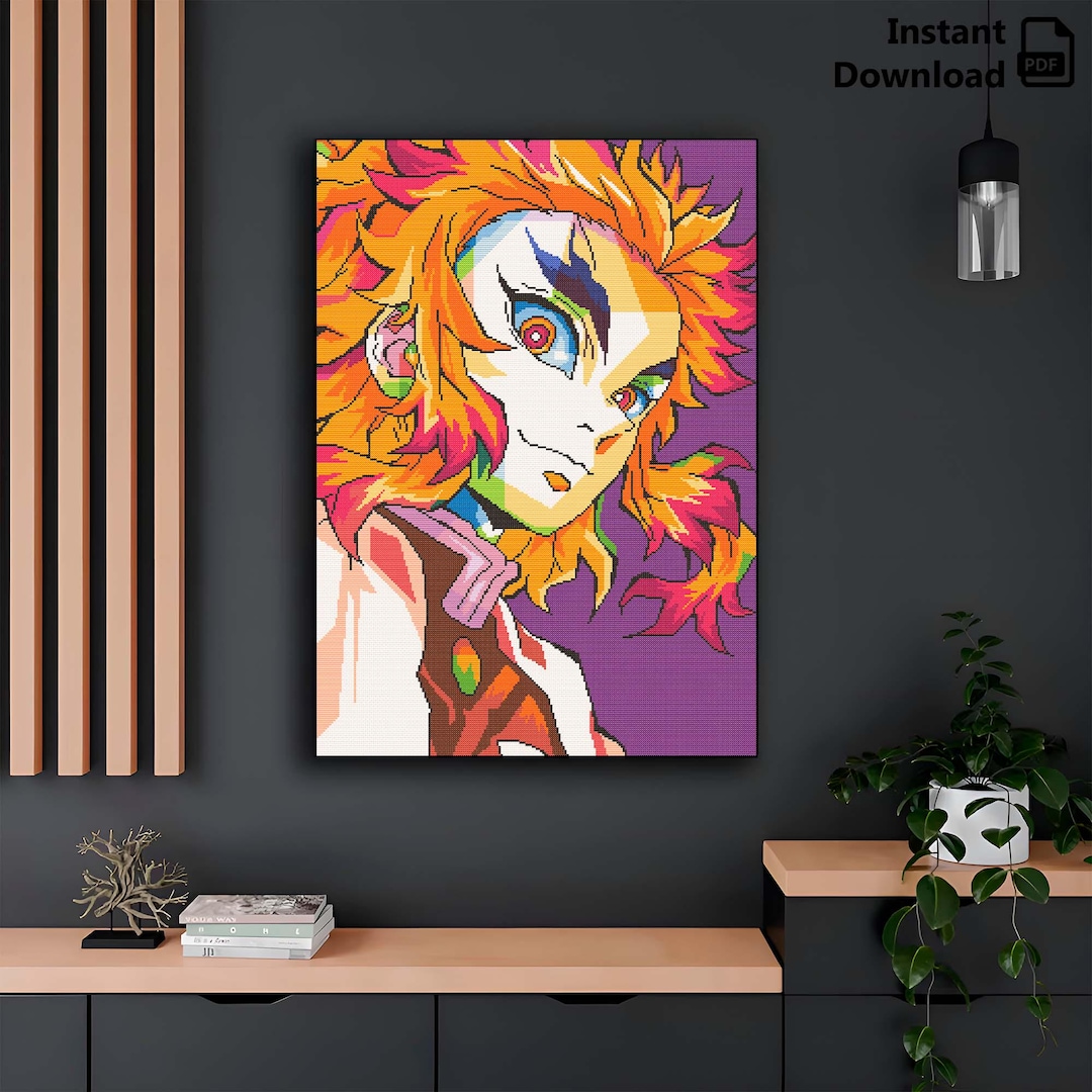 Demons Anime Cross Stitch Pattern Slayer Flame Hashira Instant Download ...