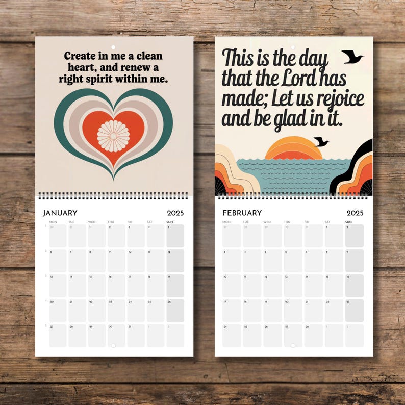 2025 Bible Art Calendar | 2025 Scripture Calendar | Minimal Mid-century ...