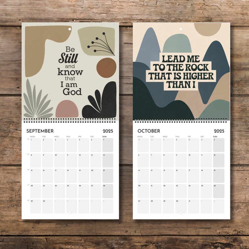 2025 Bible Art Calendar 2025 Scripture Calendar Minimal Mid-century ...