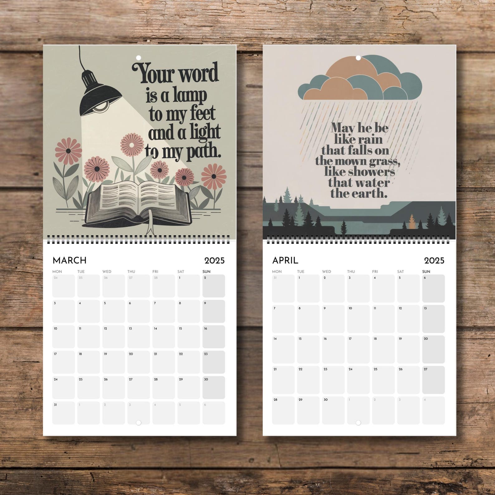 2025 Bible Art Calendar 2025 Scripture Calendar Minimal Mid-century ...